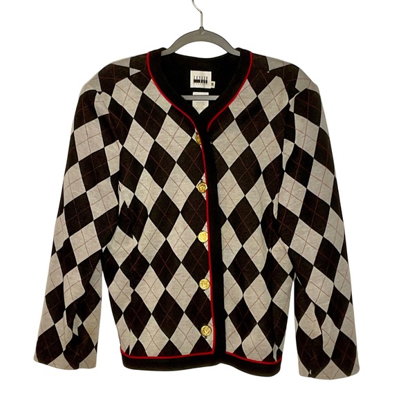 Leslie Fay | Sweaters | Vintage Leslie Fay Women Argyle Cardigan ...